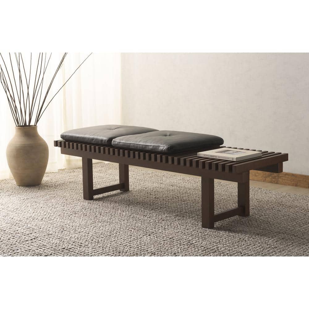 SAFAVIEH Bolivar Black/Dark Brown Entryway Bench 59 in. SFV7517A - The ...
