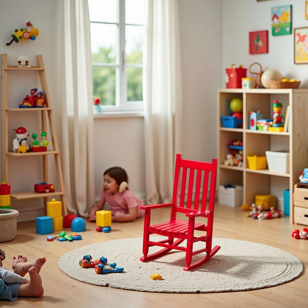 Hngilkoo Red Wood Outdoor Rocking Chair Comfy Recliner Rocker for ...