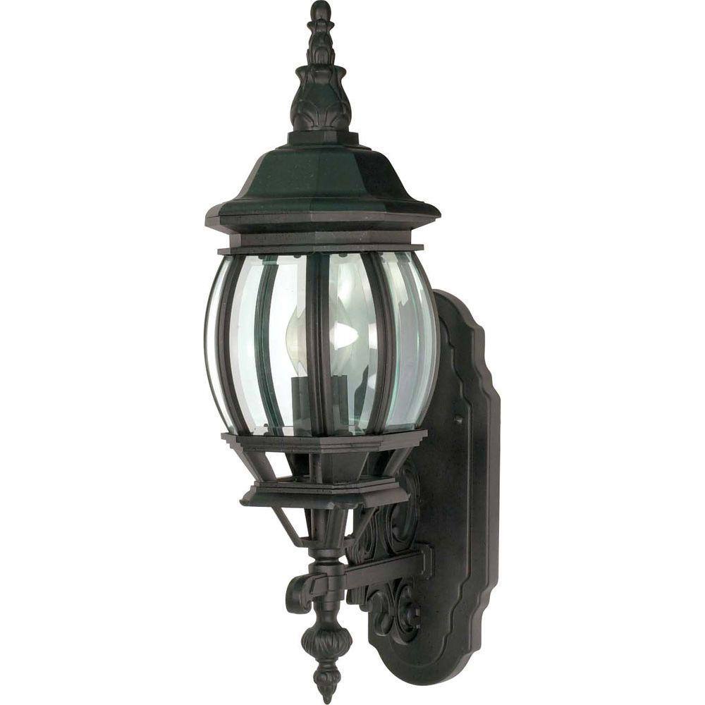 SATCO 1-Light - 20 in. Wall Lantern Sconce with Clear Beveled Glass ...