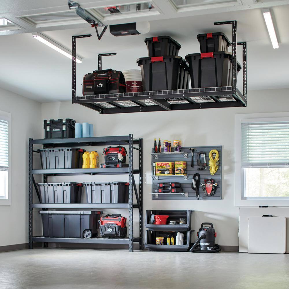Husky ACR3296B-P Adjustable Height Overhead Ceiling Mount Garage Rack ...
