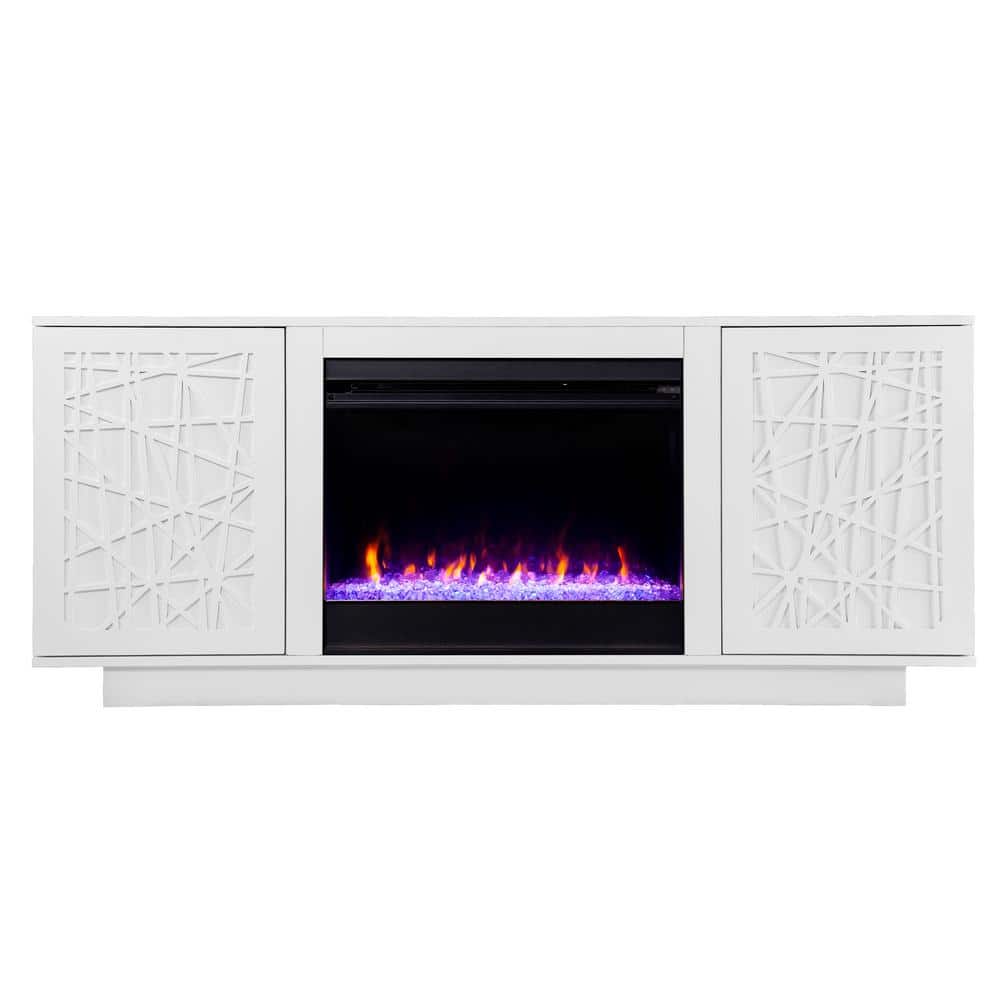 Southern Enterprises Luke 60 in. Color Changing Fireplace with Media ...