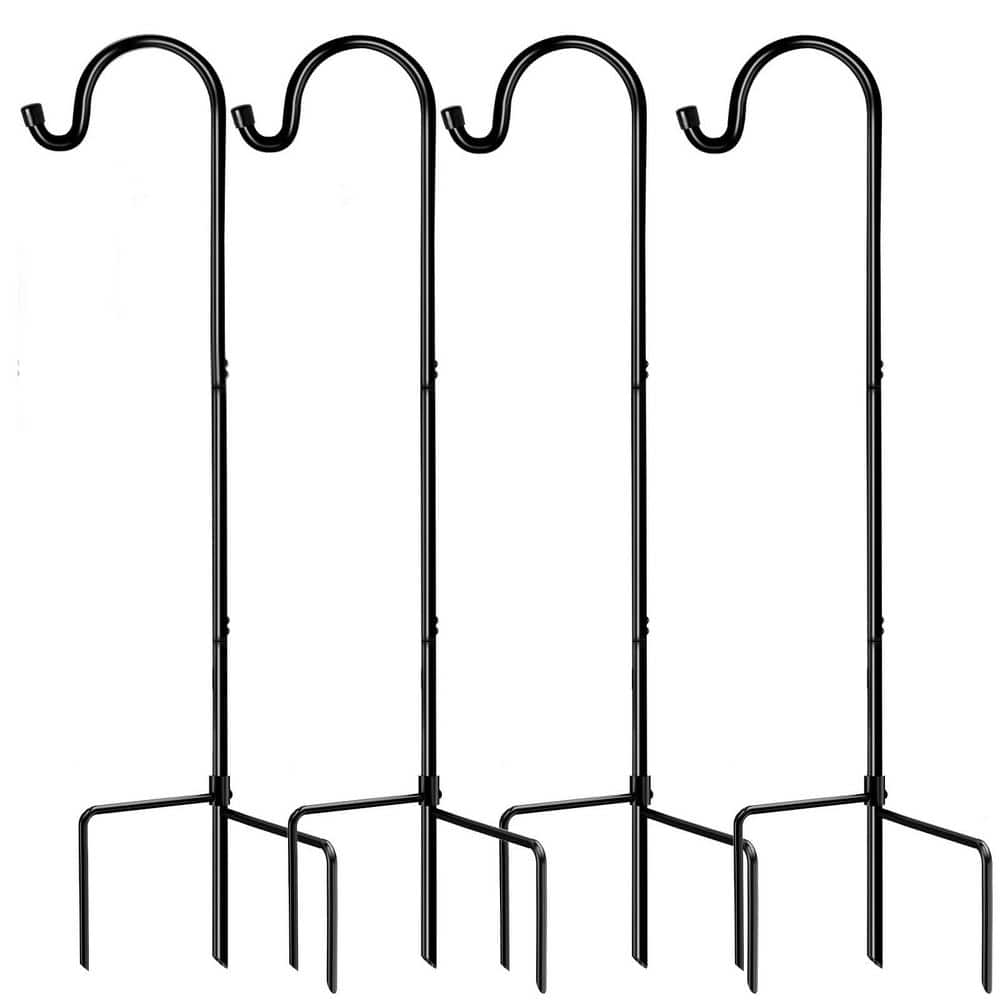 Justincity 49 Inch Black Metal Adjustable Outdoor Shepherd Hook with ...