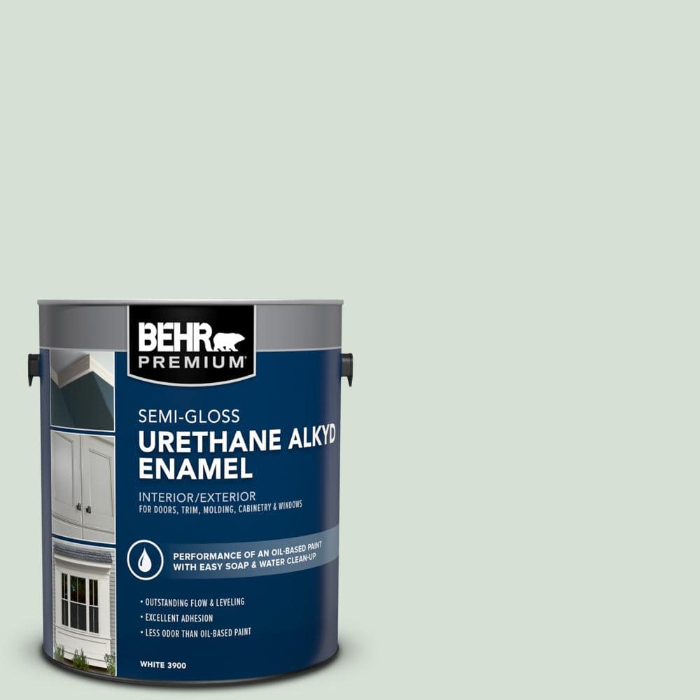 BEHR PREMIUM 1 gal. #S410-1 River Mist Urethane Alkyd Semi-Gloss Enamel ...