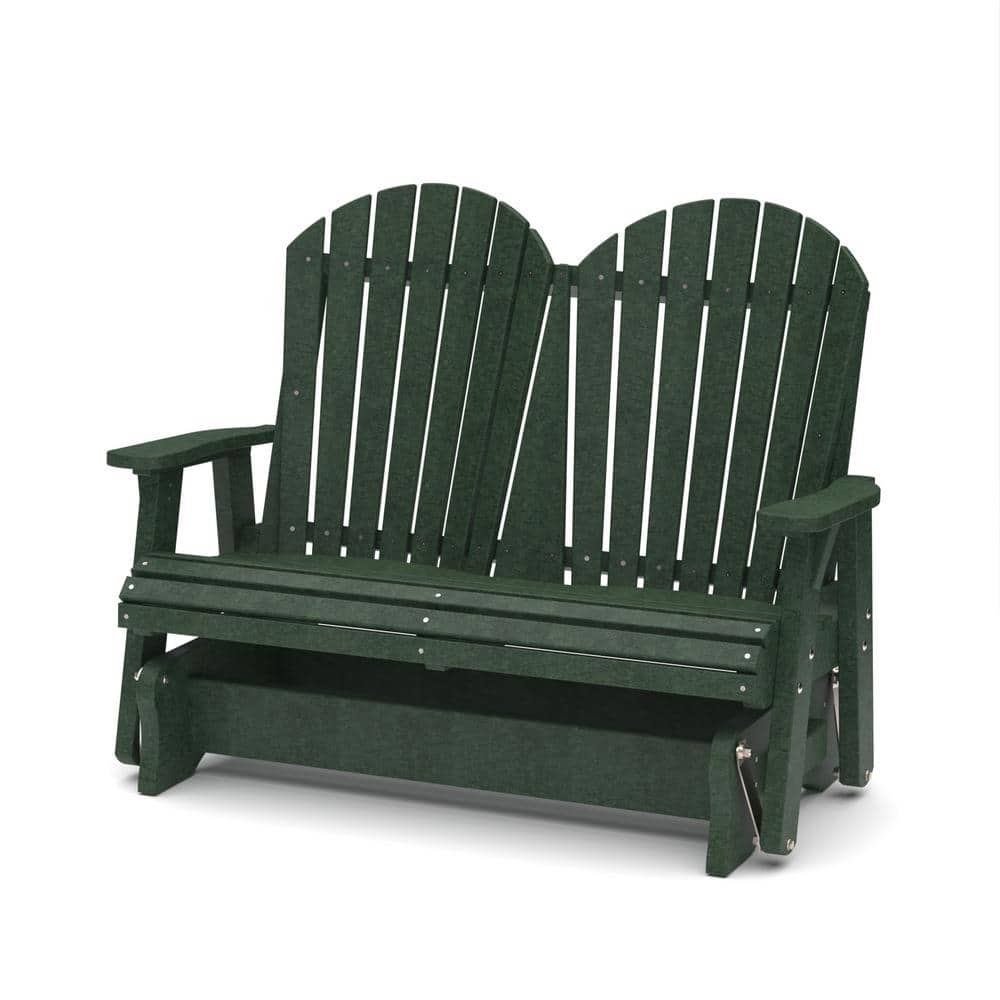 WILDRIDGE Heritage 2-Person Turf Green Plastic Outdoor Double Glider ...
