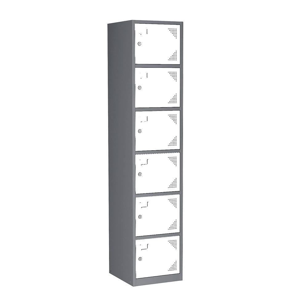 6-Door White and Gray Locker Storage Cabinet with Keys SN822C-209 - The ...