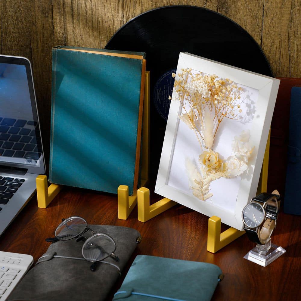 Modern Gold A-Frame Metal 10 in. Plate Stand 2-Pack LX0206 - The Home Depot