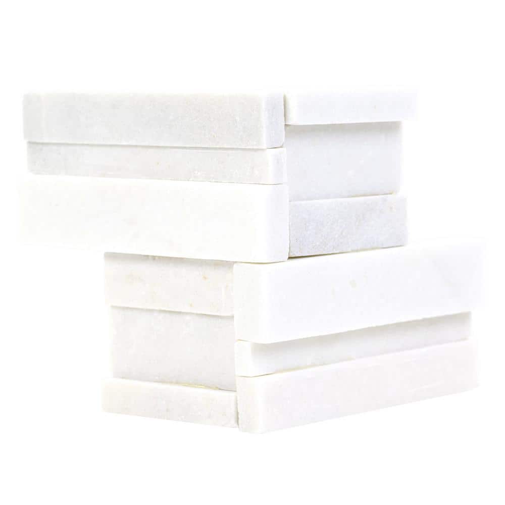 MSI Arctic White 3D Ledger Corner 6 in. x 6 in. Honed Marble Wall Tile ...