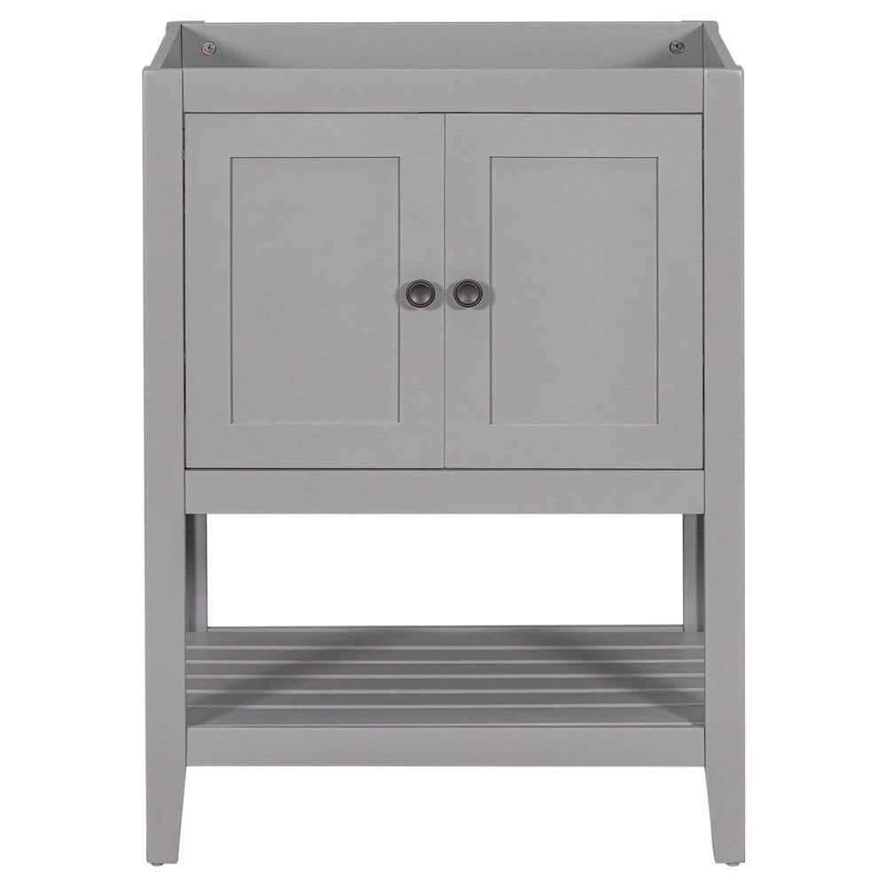 24 in. Bath Vanity Cabinet without Top in Gray Assembled with Soild ...
