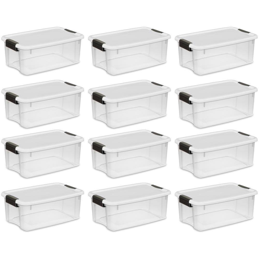 Sterilite 18 Qt. Ultra-Latch Storage Box in Clear Base and (12-Pack) 12 ...