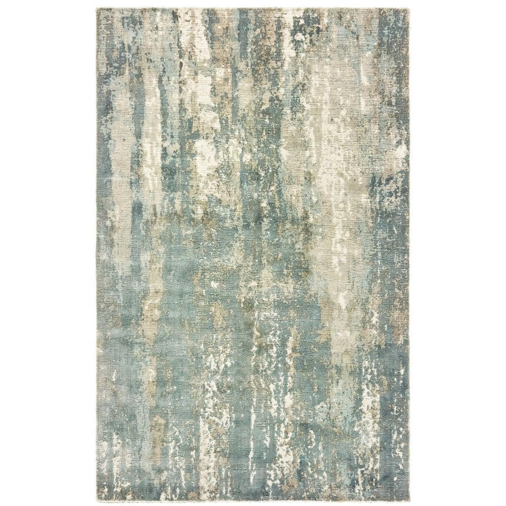 AVERLEY HOME Formosa Blue 6 ft. x 9 ft. Modern Abstract Distressed Hand ...