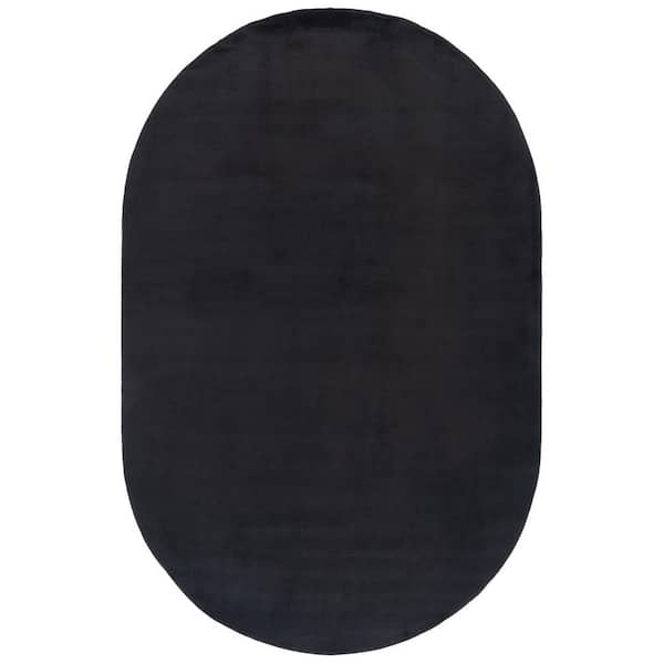 SAFAVIEH Loft Black 5 ft. x 8 ft. Machine Washable Modern Solid Oval ...