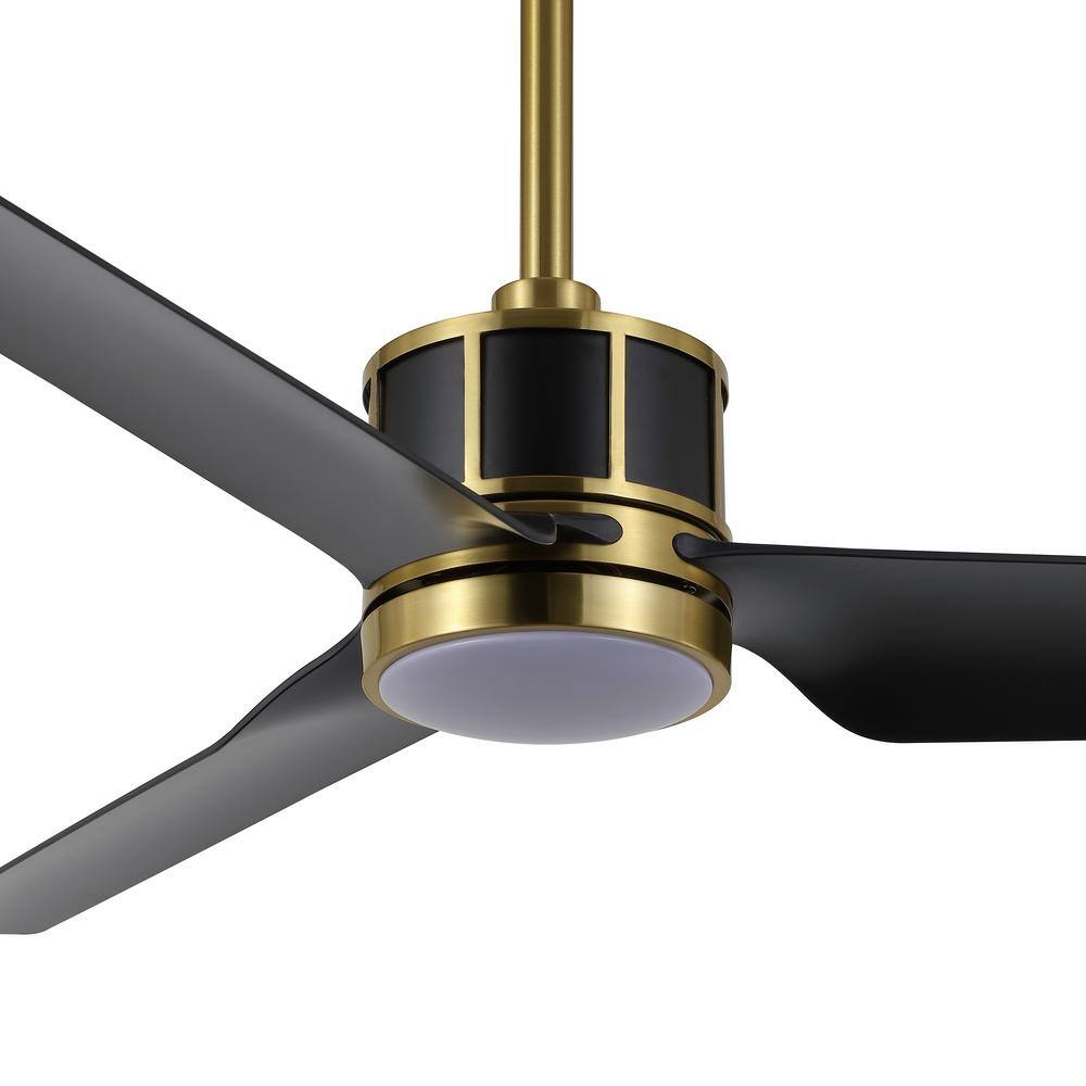 MLiAN 52 in. 3-ABS Blades Black and Gold Indoor LED Ceiling Fan with ...