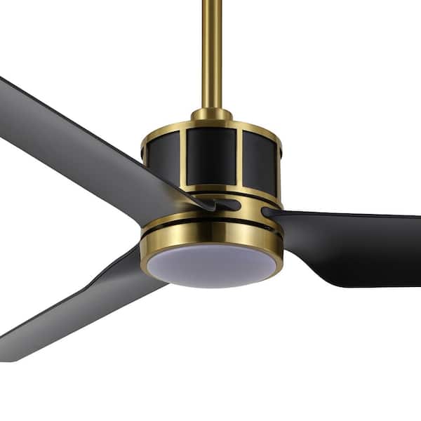 MLiAN 52 in. 3-ABS Blades Black and Gold Indoor LED Ceiling Fan with Remote WBCF-WY31-BK - The ...