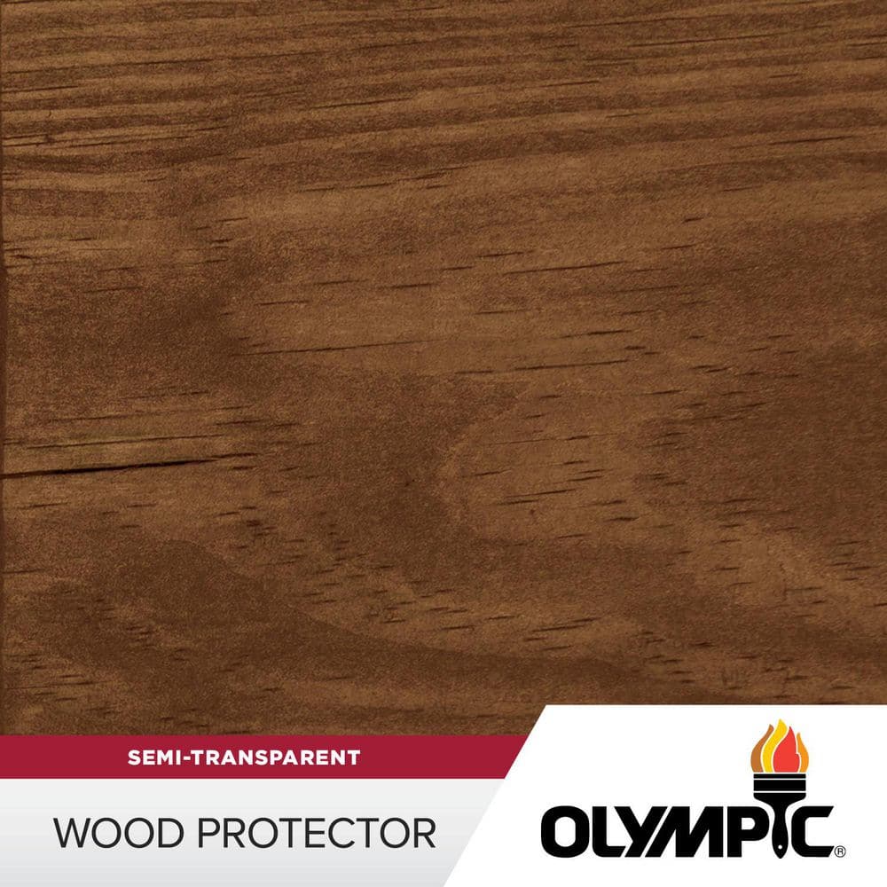Olympic Wood Protector 1 gal. ST-2026 Teak Exterior Semi-Transparent ...