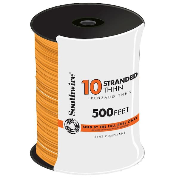 Southwire 500 ft. 10-Gauge Stranded Orange THHN Wire 22979901 - The ...