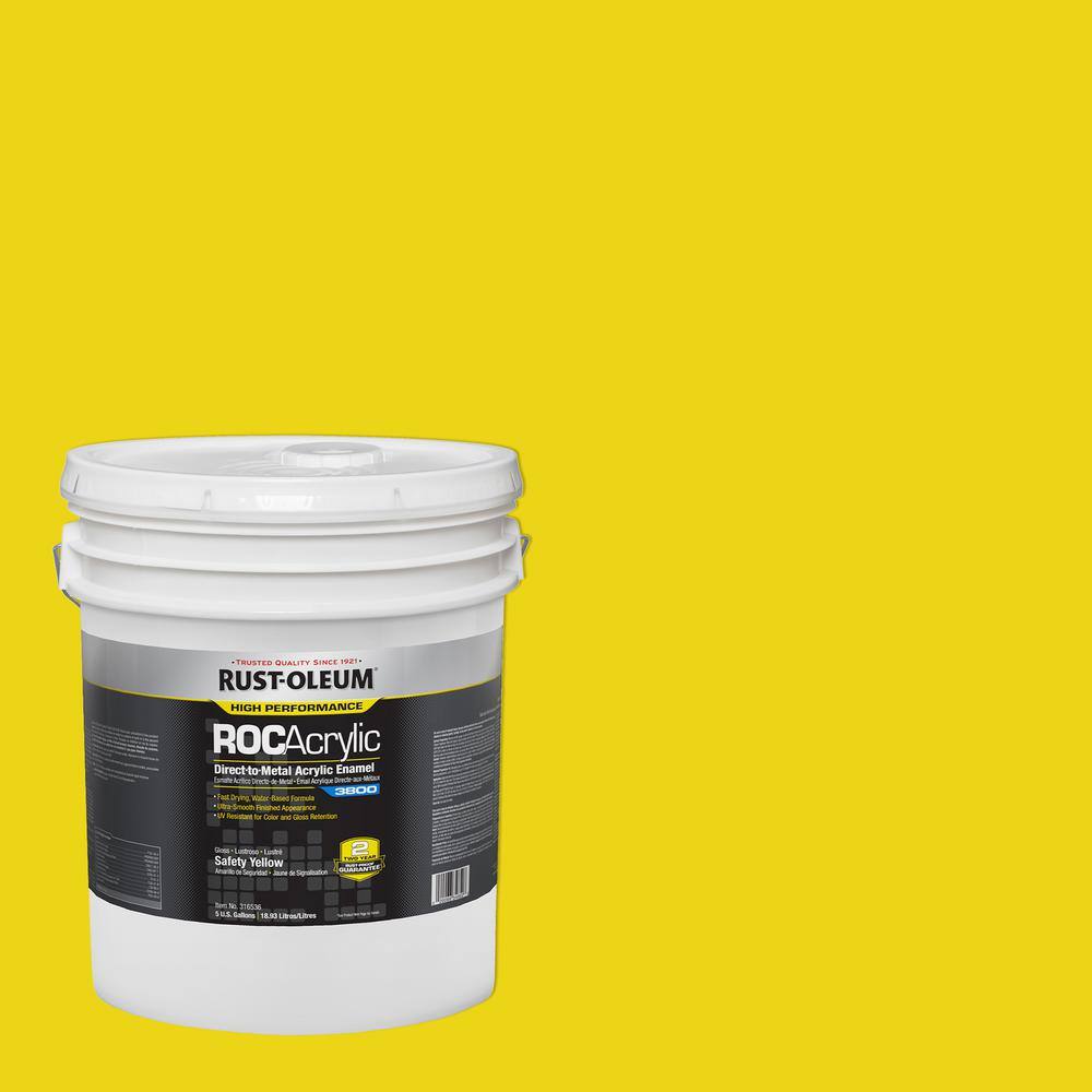 Rust-Oleum 5 gal. ROC Acrylic 3800 DTM OSHA Gloss Safety Yellow ...