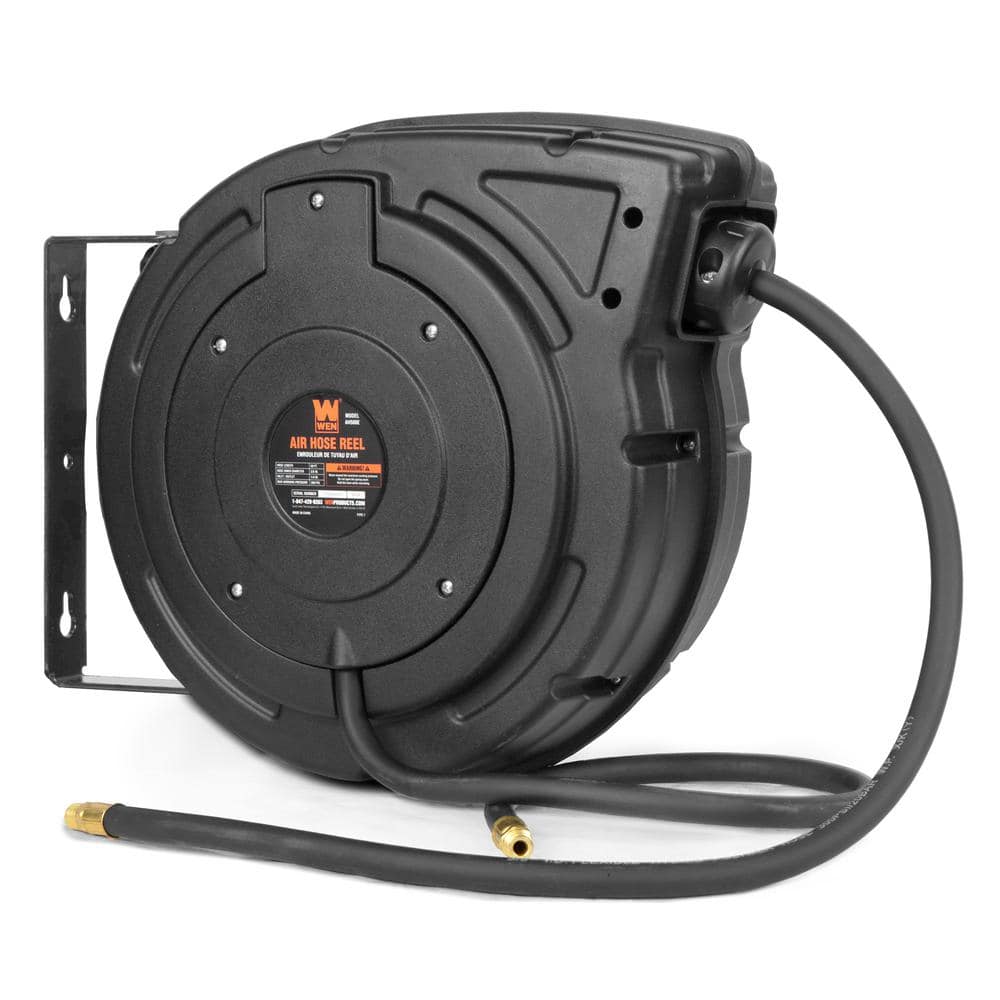 WEN 50 ft. by 3/8 in. Retractable Air Hose Reel, 300 PSI, Hybrid ...