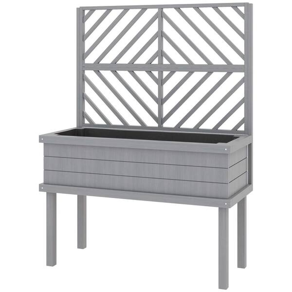 ESILOO Elevated Wood Planter Box with Trellis-Raised Garden Bed for ...