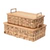 HOUSEHOLD ESSENTIALS Natural Hyacinth Rectangular stackable Baskets ...