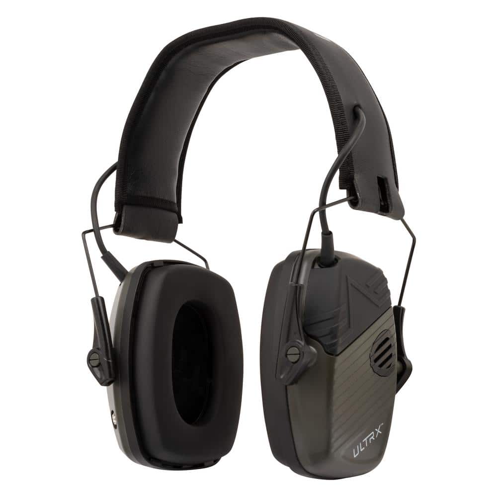 ULTRX Stereo Electronic Earmuff, Olive 4113 - The Home Depot