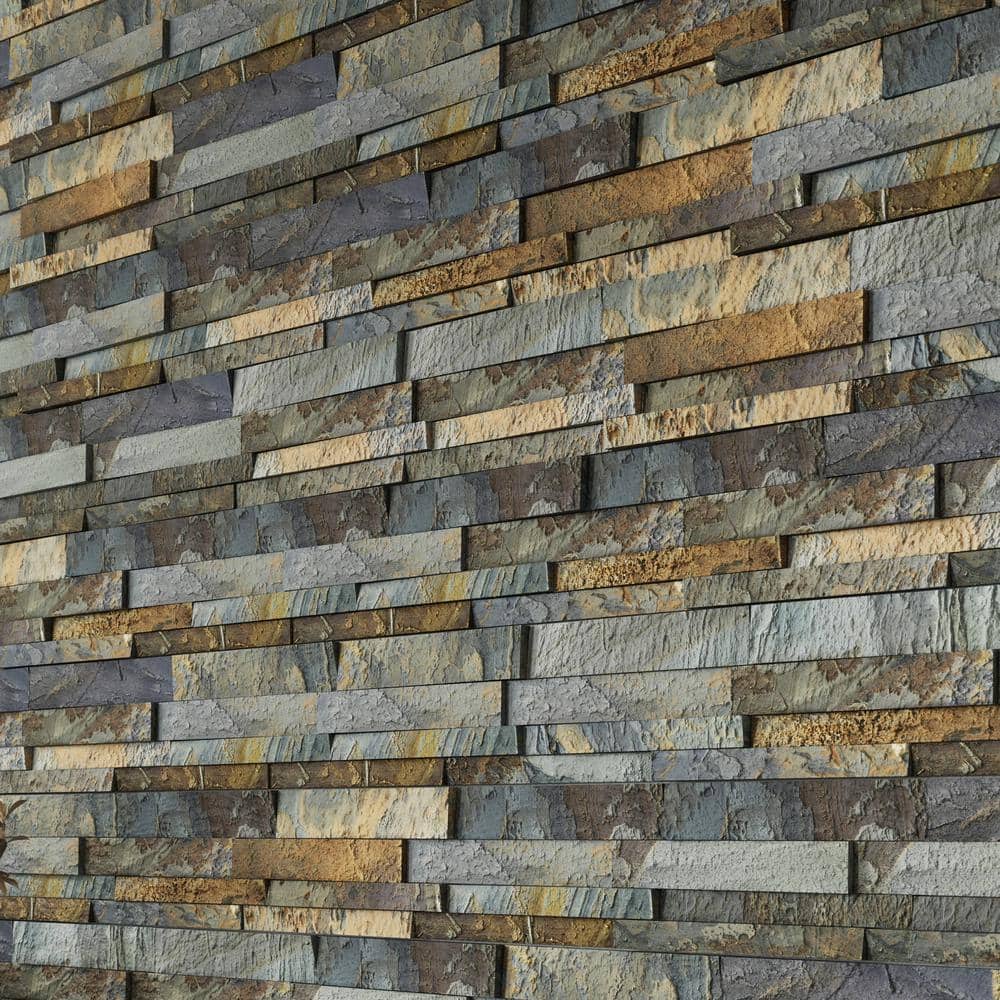 CRUZ BAY STUDIO Linear Lines 4 in. x 6 in. Sunset Split Face Slate Tile ...