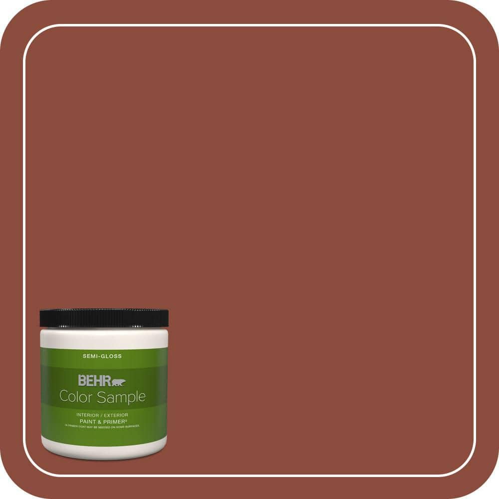 BEHR PREMIUM PLUS 8 oz. #QE-14 Spiced Red Semi-Gloss Interior/Exterior ...
