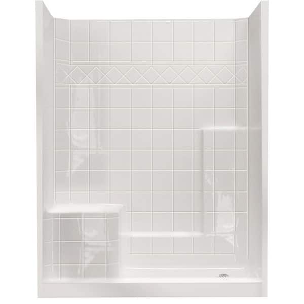 Ella 60 in. x 33 in. x 77 in. Standard Low Threshold 3-Piece Shower Kit ...