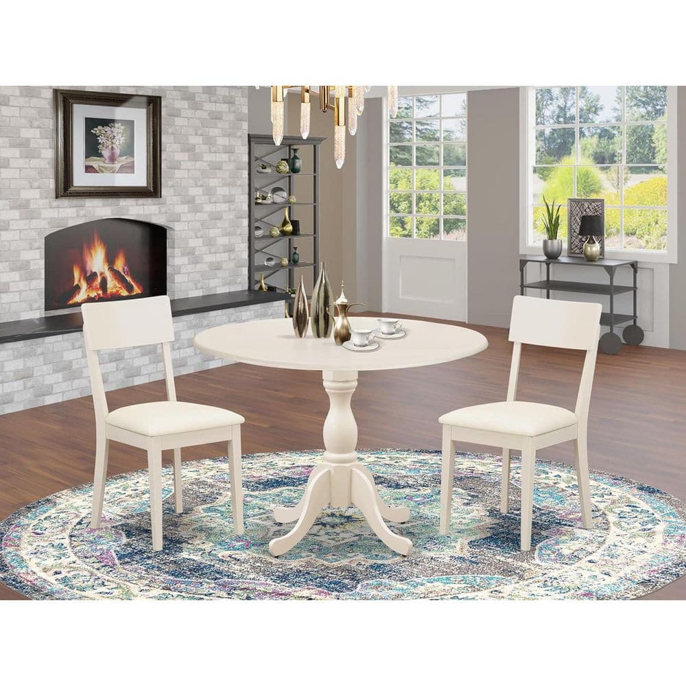 HOME IMPORTS EMPORIUM 3-Piece Linen White Finish Solid Wood Top-Dining ...