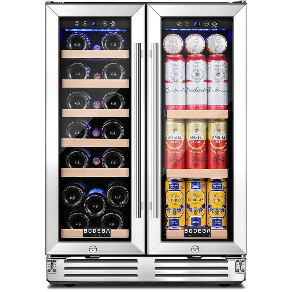 BODEGA 24 in. Dual Zone 19-Wine Bottle & 57-Can Beverage & Wine Cooler ...