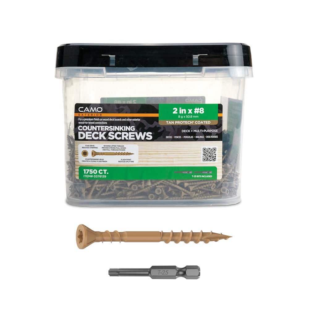 CAMO #8 x 2 in. Tan ACQ Rated Star Drive Flat Head Wood Deck Screw ...