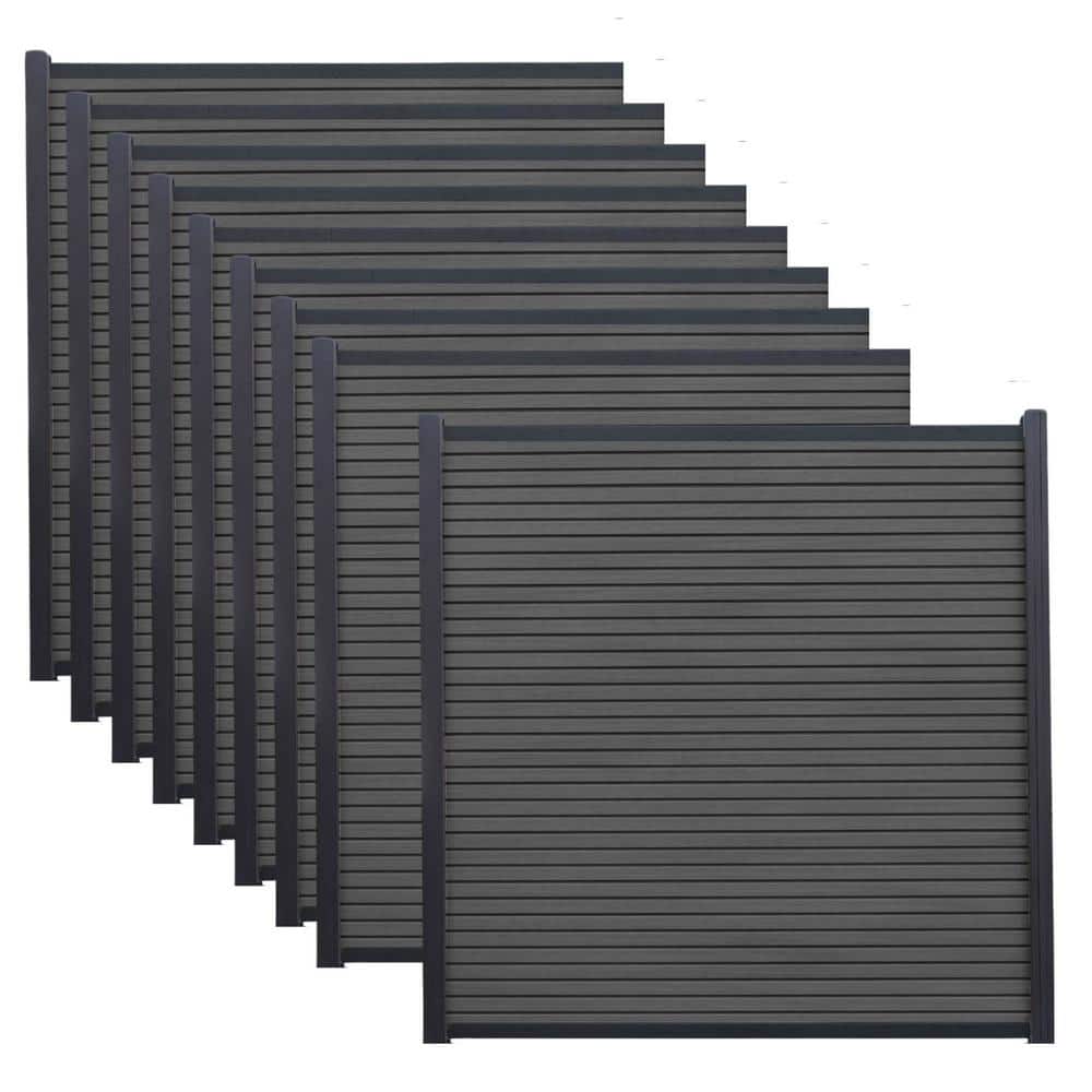 Frame It All 6 ft. x 6 ft. Riviera Composite Fence Panel Ironwood (10 ...