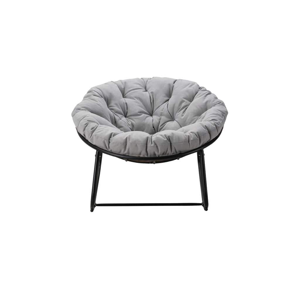 Metal Round Outdoor Rocking Chair Dark Gray Durable Frame with Soft ...