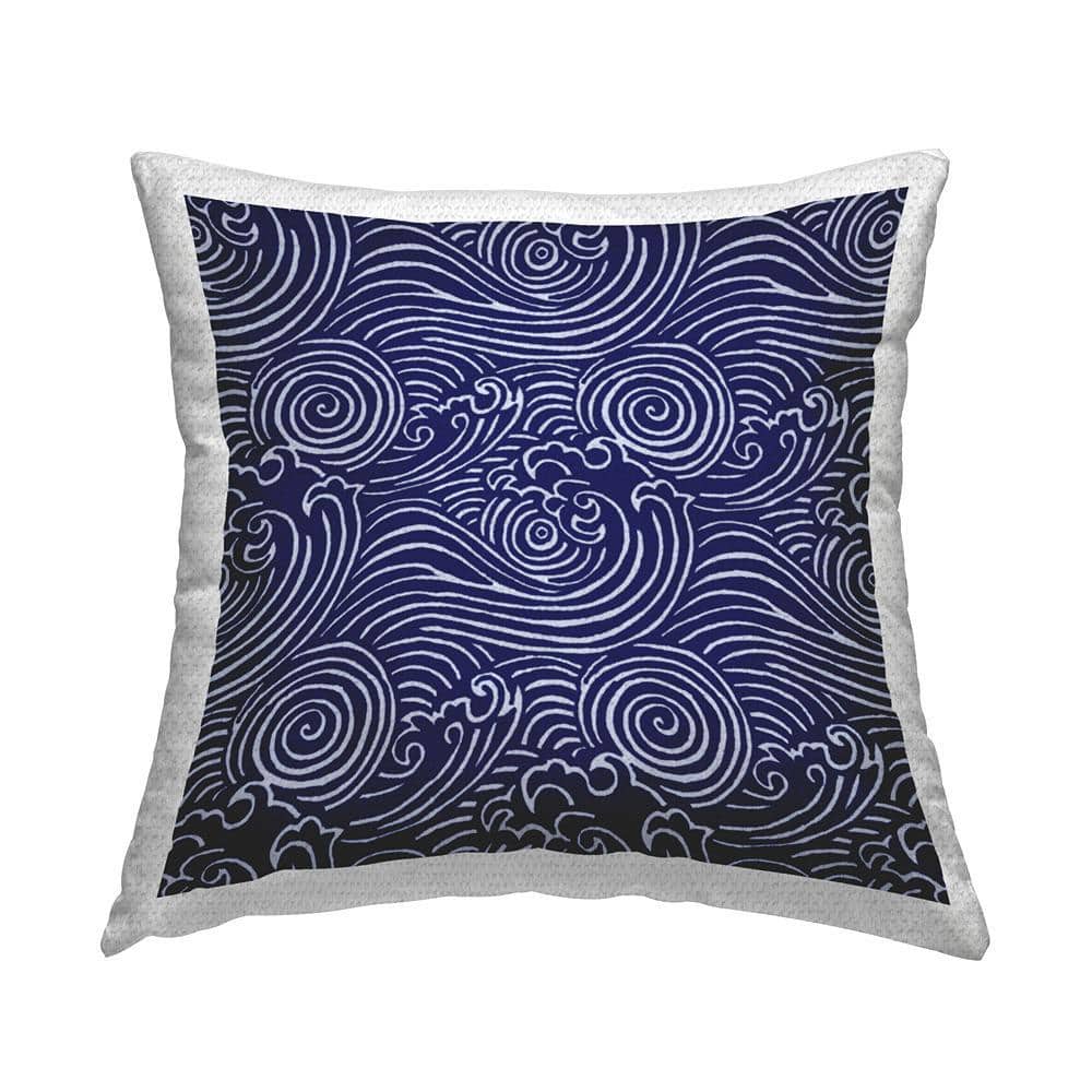 Stupell Industries Blue Wave Pattern Blue Square Outdoor Throw Pillow ...