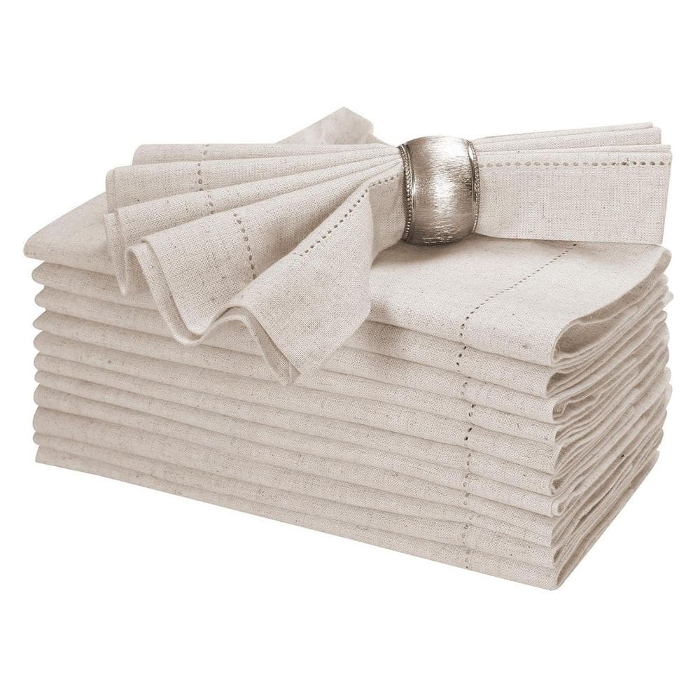 Afoxsos Set of 12 Cotton Cloth Dinner Napkins 18 x 18 Natural with ...