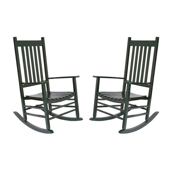 Shine Company 46 in H Dark Green Wood Vermont Outdoor Rocking Chair (2 ...