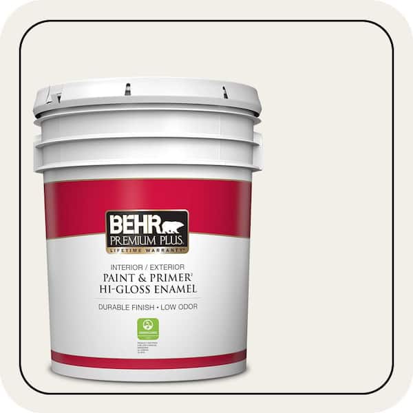 BEHR PREMIUM PLUS 5 gal. #T11-13 Fuji Snow Hi-Gloss Enamel Interior ...