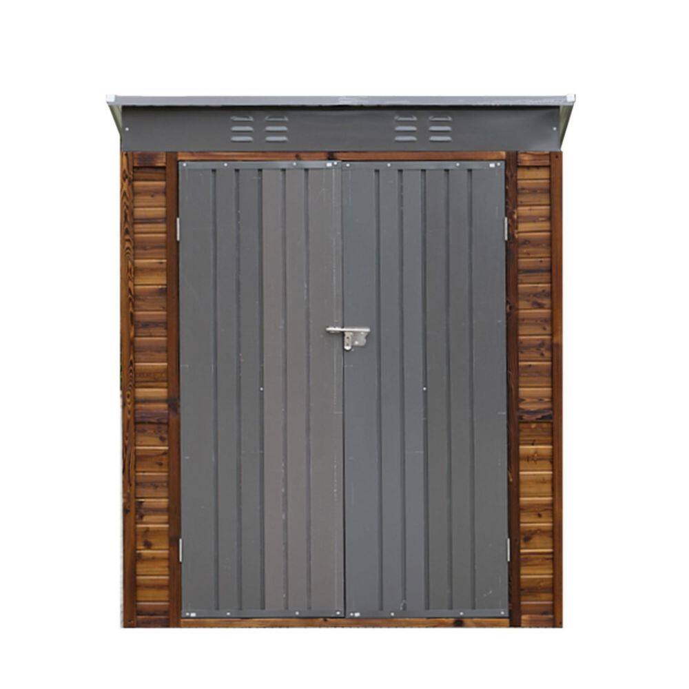 ToolCat 3 ft. W x 5 ft. D Iron-Wood Shed, Cedarwood Coating, Drainage ...