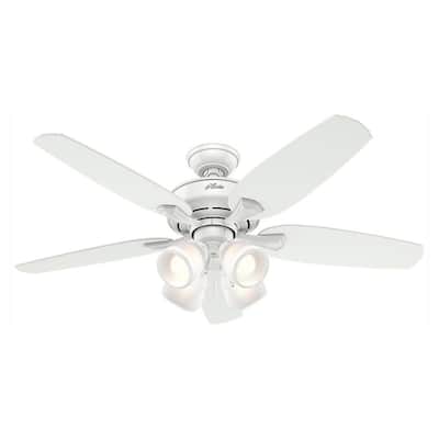 Hunter Channing 52 in. LED Indoor Snow White Ceiling Fan with Light and ...