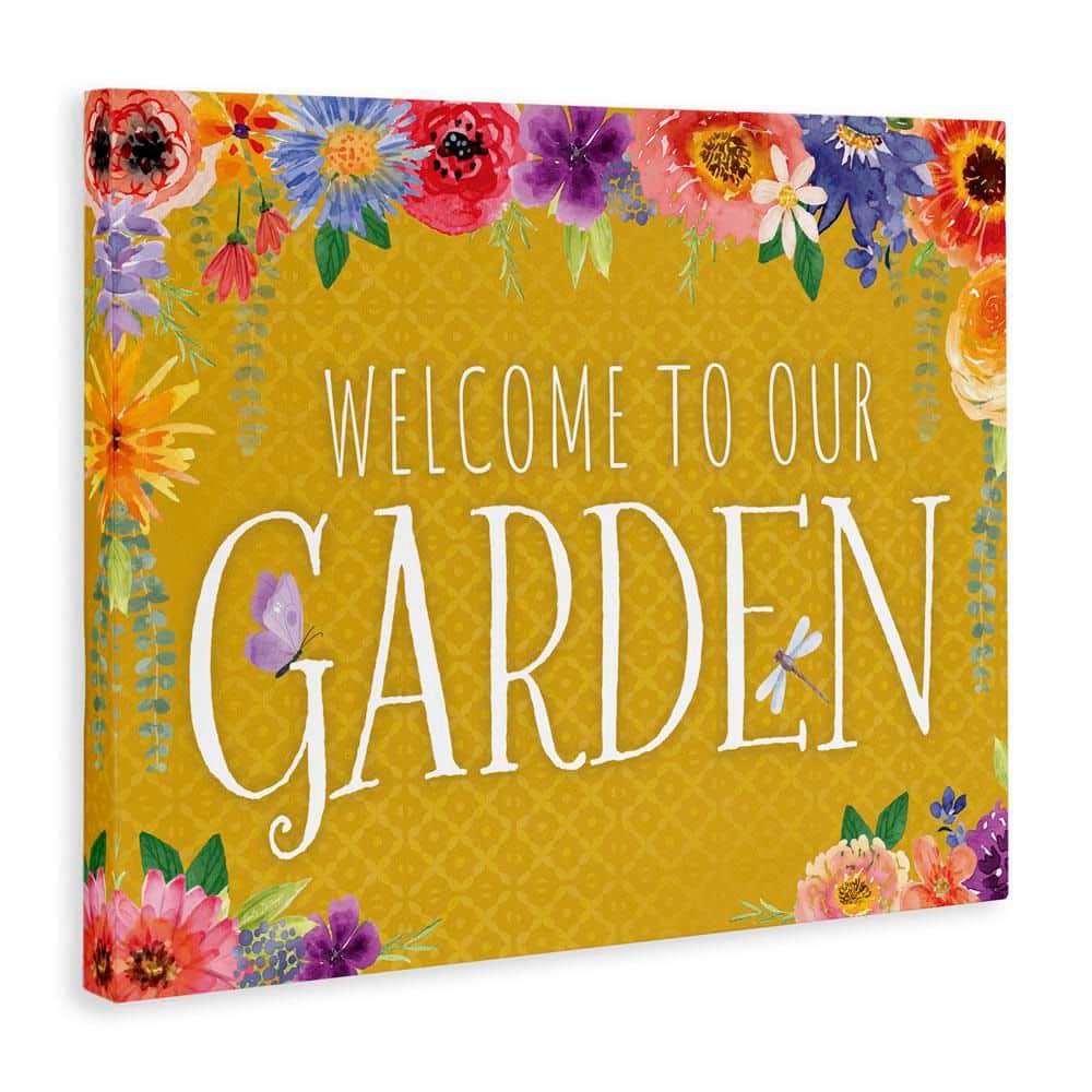 Stupell Industries Garden Welcome with Floral Border by Nicole DeCamp ...