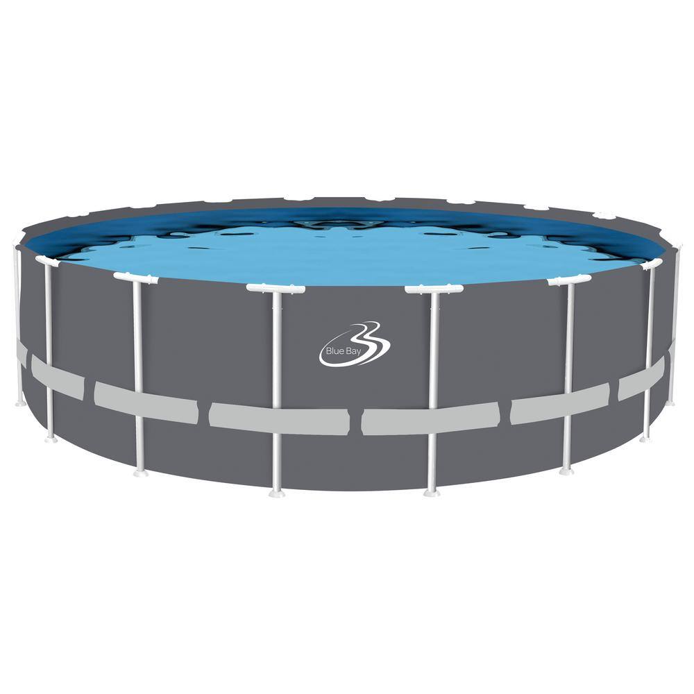 Sunneday Bluebay 18 ft. 52 in. Round Soft-Sided Pool Grey/White Tubing ...