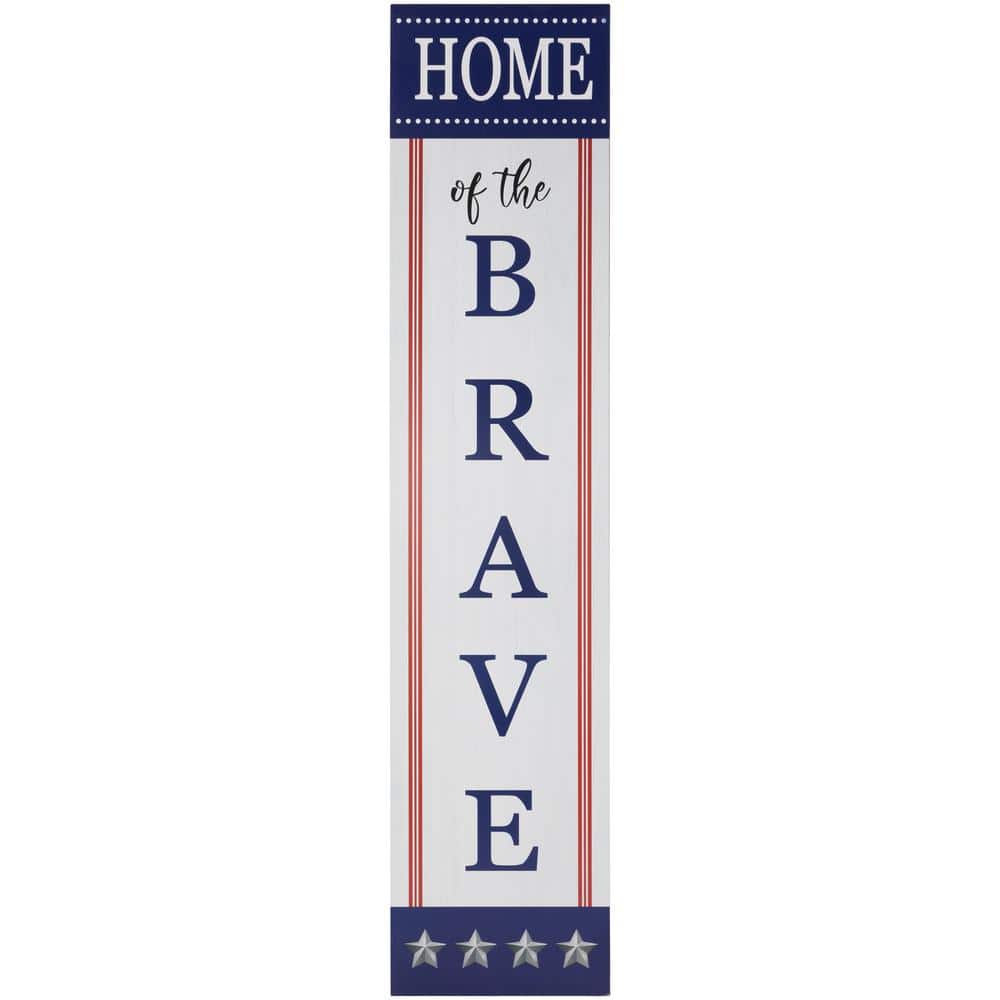 Northlight 36 in. Home of the Brave Patriotic Wooden Porch Board Sign ...