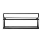 StyleWell 7 in. H x 17 in. W x 5 in. D Black Metal Wall-Mount Bookshelf ...