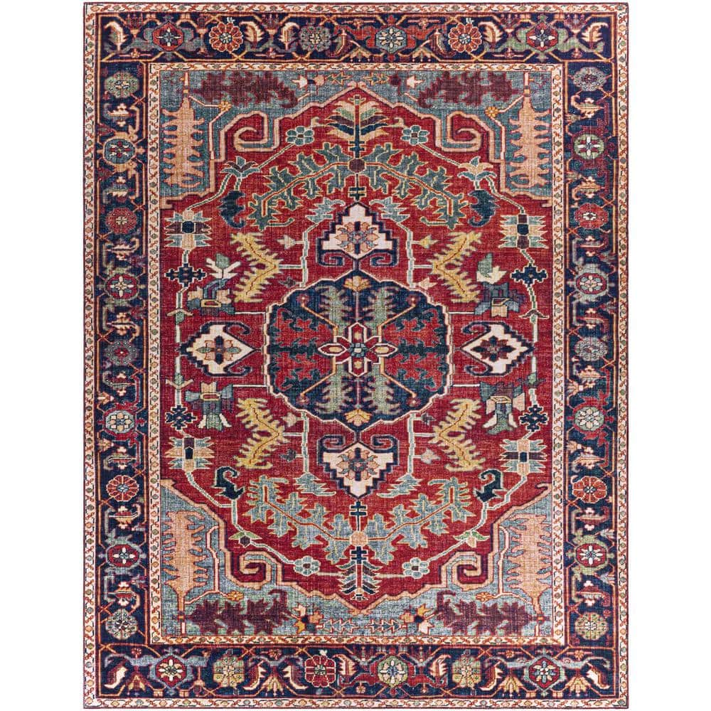 Livabliss Francisco Bright Red/Navy 7 ft. 6 in. x 9 ft. 6 in. Area Rug ...