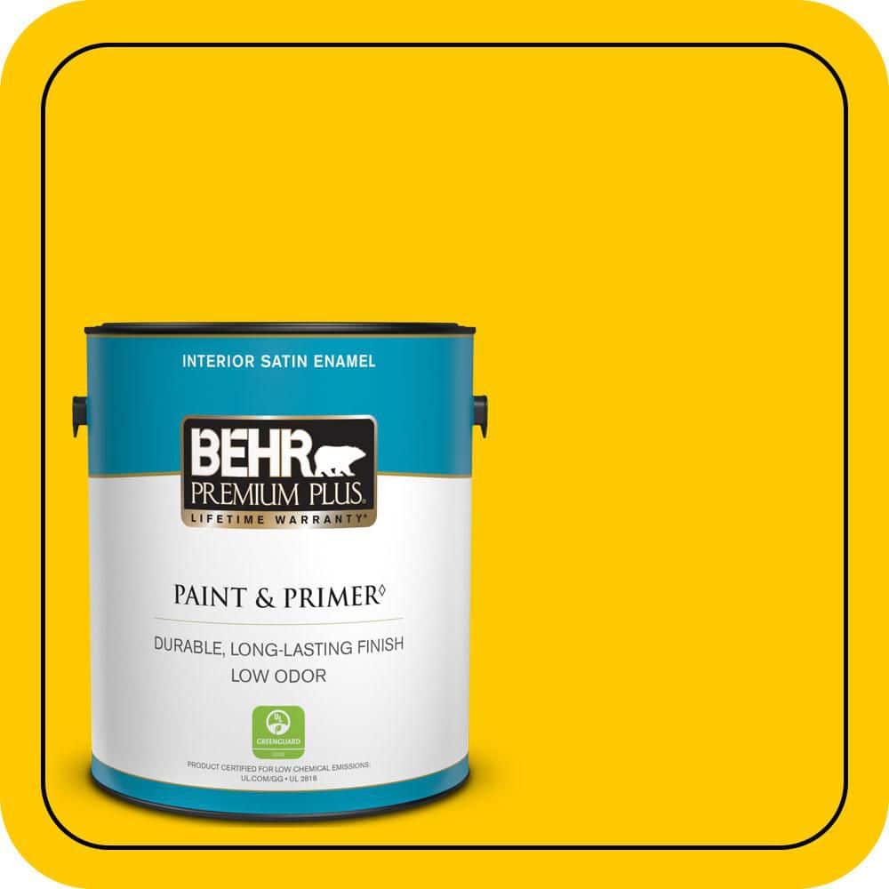 BEHR PREMIUM PLUS 1 gal. #S-G-380 Sunny Summer Satin Enamel Low Odor ...