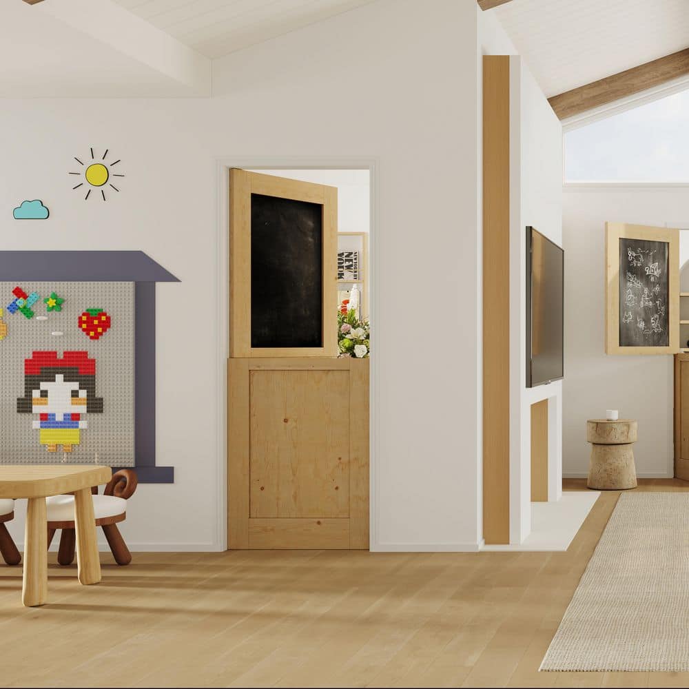 TENONER 28 in. x 80 in. Interior Dutch Door, Half Blackboard Clear Coat ...