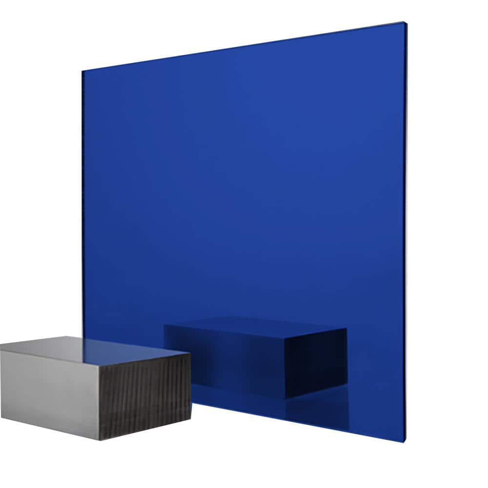 FABBACK 24 in. x 48 in. x 0.118 (1/8) in. Blue Acrylic Mirror Sheet ...