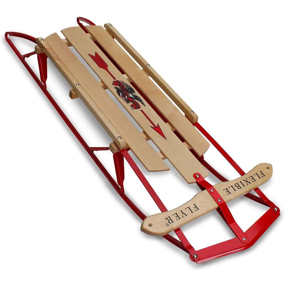 Flexible Flyer Metal Runner Steel and Wood Snow Slider Sled, 48 in. P ...
