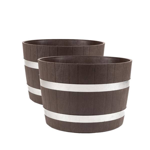 RTS Home Accents 23.6 in. Dia x 17 in. H Brown Round Polyethylene ...