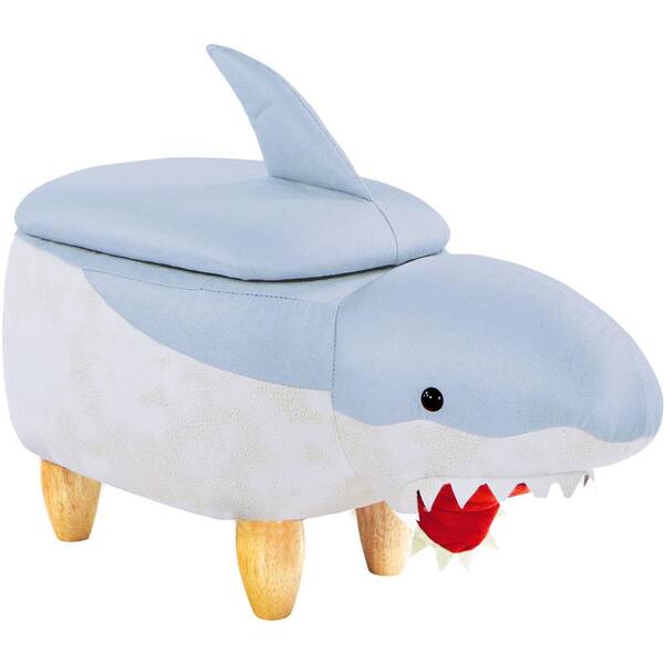 Critter Sitters Shark Blue-White with Storage Ottoman CSSHKSTOTT-BLUWHT