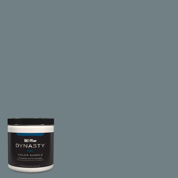 BEHR DYNASTY 8 oz. #BXC-48 Courtyard Blue Satin Enamel Stain-Blocking ...